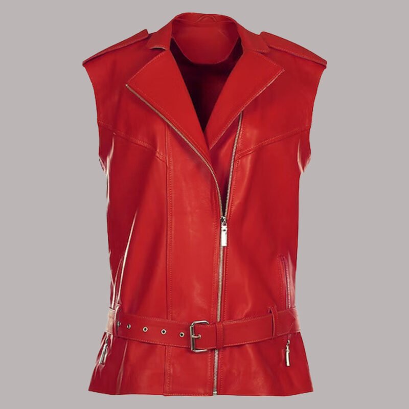 Red Leather Vest - Markhor Jackets